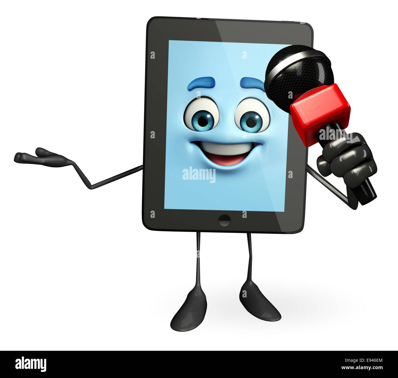 Cartoon character of tab with mike Stock Photo - Alamy