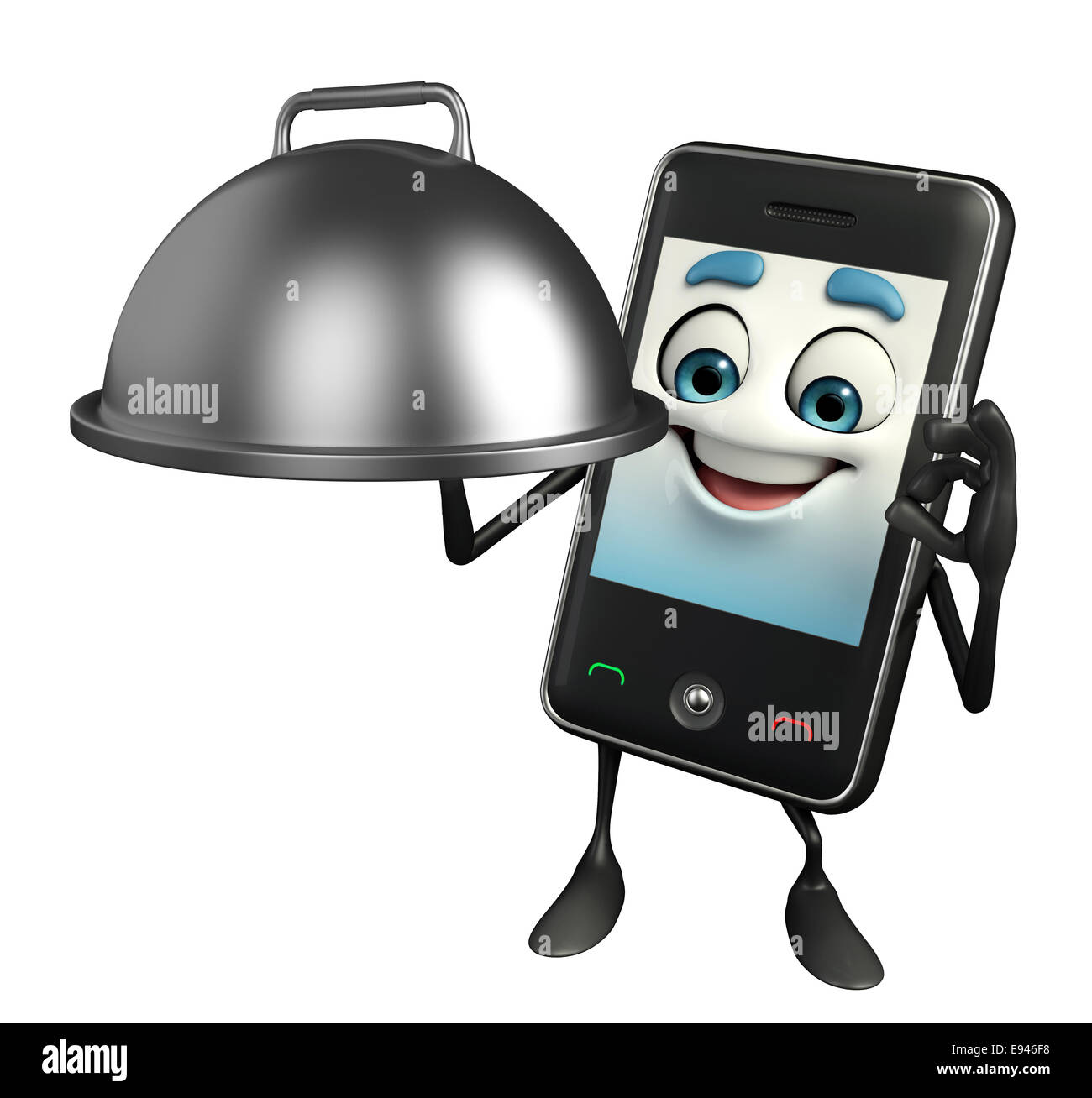Cartoon Character of Mobile with cooking pot Stock Photo - Alamy