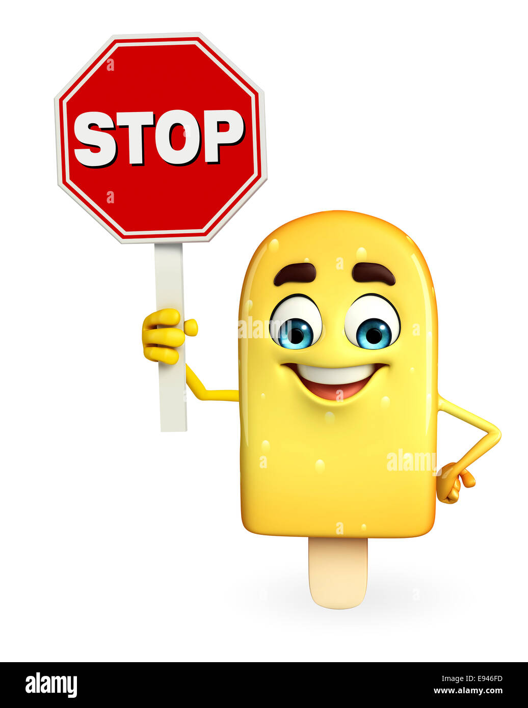 Cartoon Character of Candy with stop sign Stock Photo - Alamy