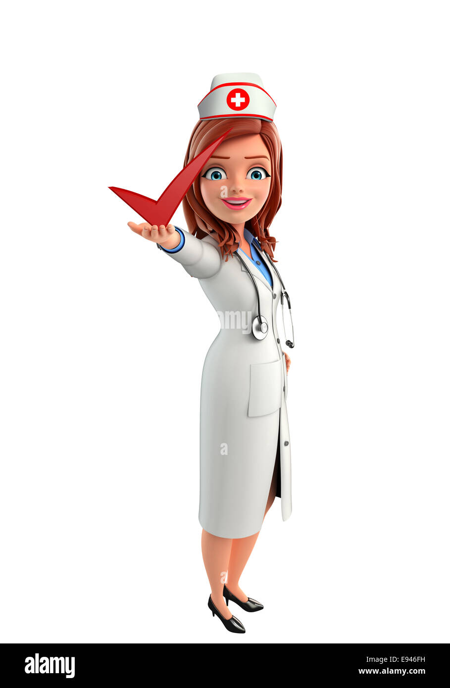 Cartoon Character of Nurse with right sign Stock Photo - Alamy