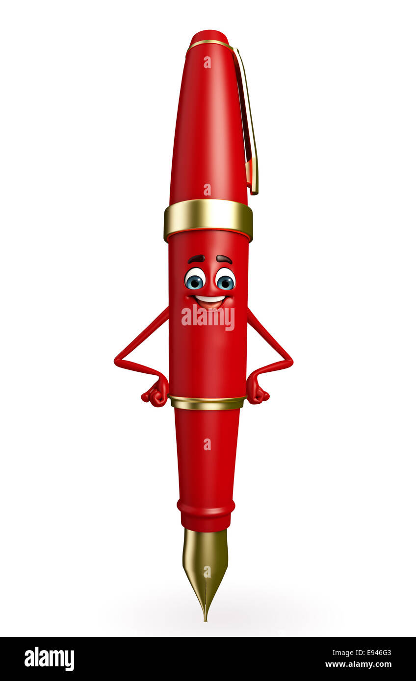 Cartoon Chatacter of Pen with happy pose Stock Photo - Alamy