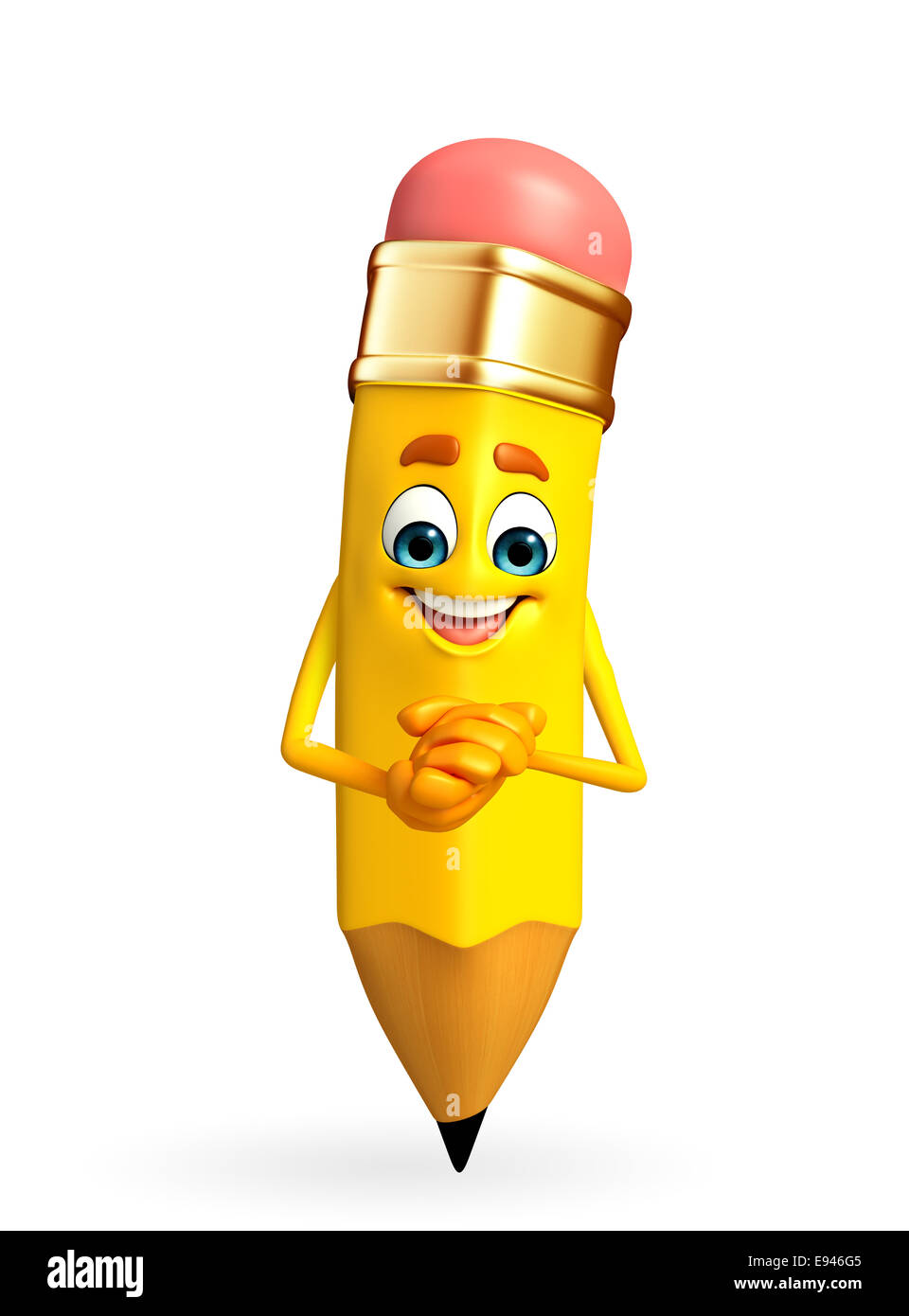Cartoon Character of pencil with promise pose Stock Photo - Alamy