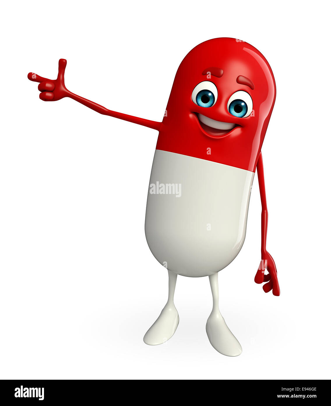 Cartoon character of pill is pointing Stock Photo - Alamy