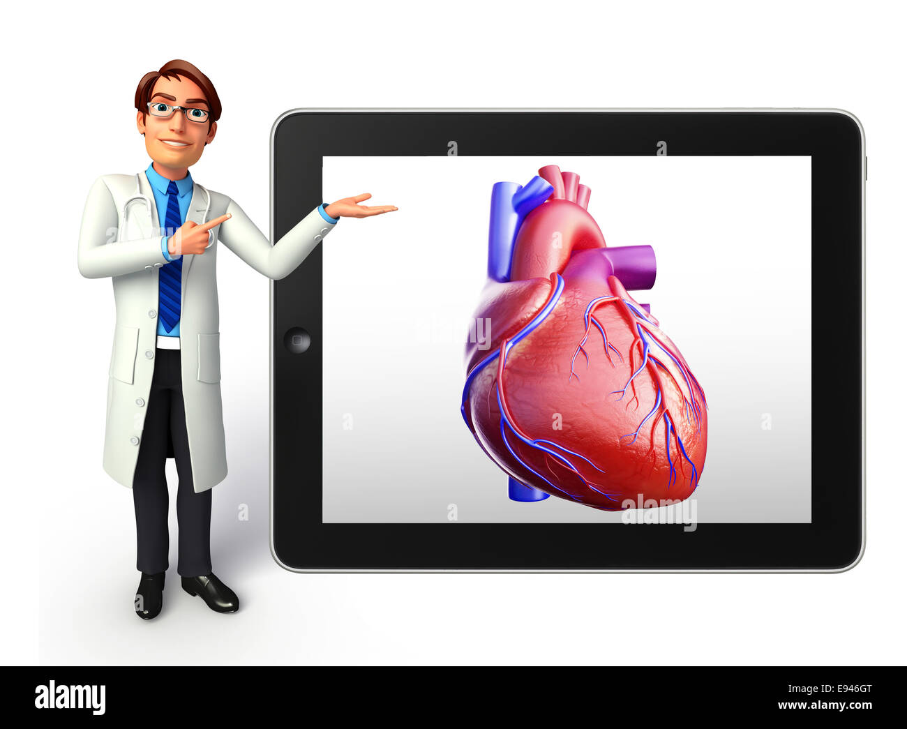 Illustration of young doctor with heart anatomy Stock Photo - Alamy