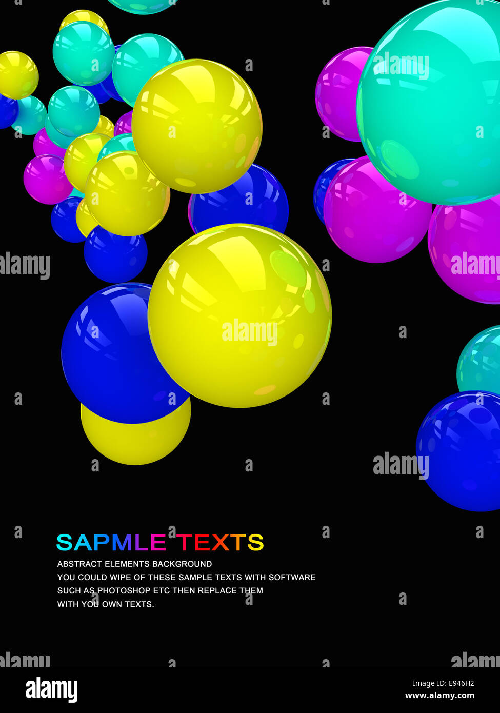 colorful 3D spheres on black background Stock Photo - Alamy