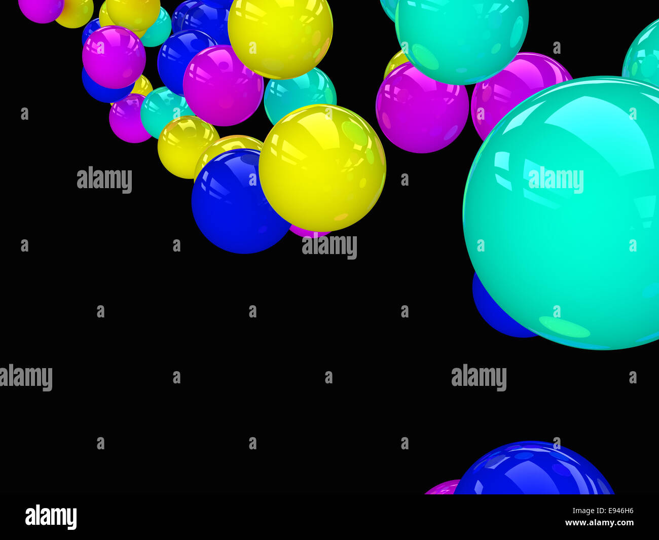 colorful 3D spheres on black background Stock Photo - Alamy