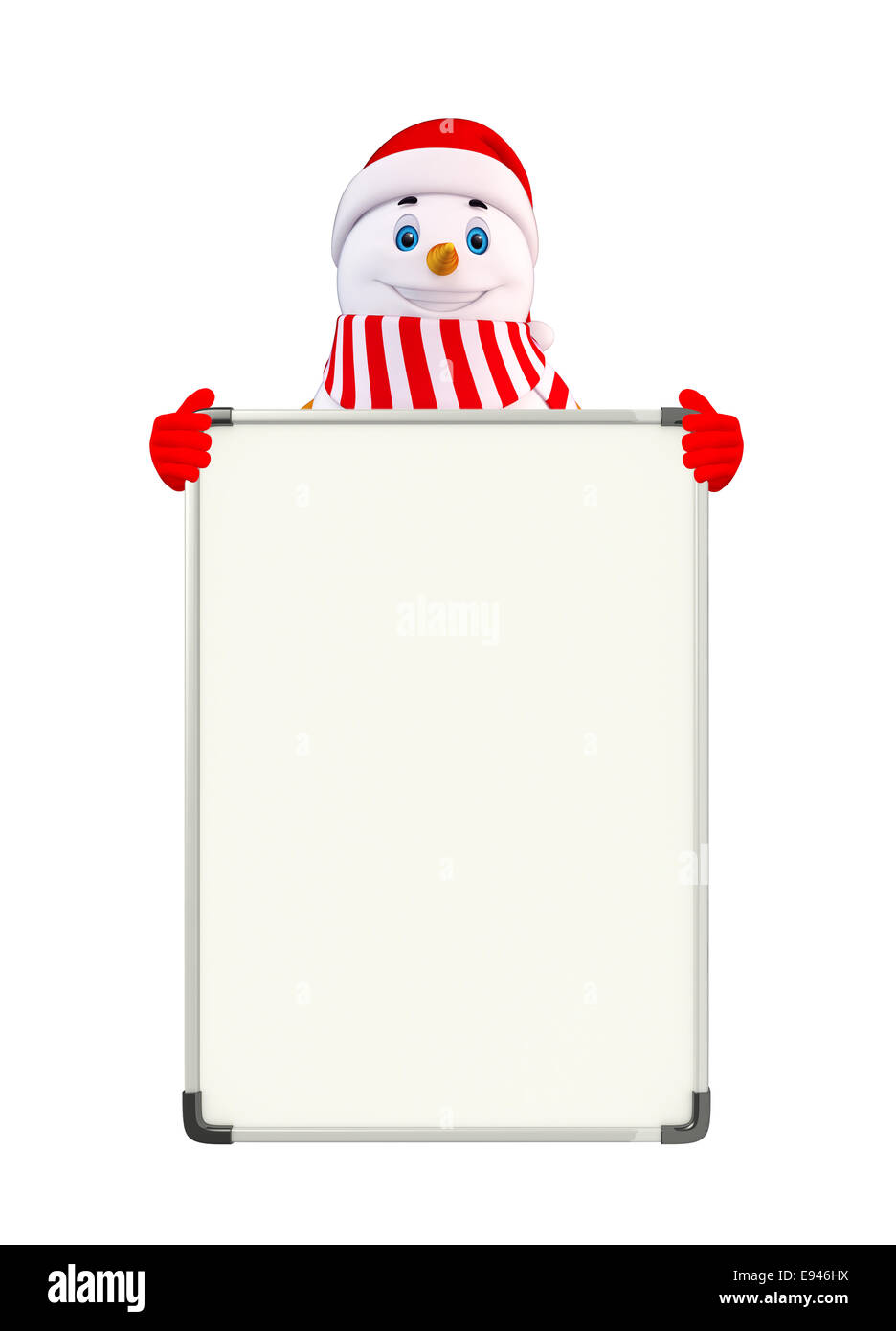 Illustration of snowman character with display board Stock Photo - Alamy
