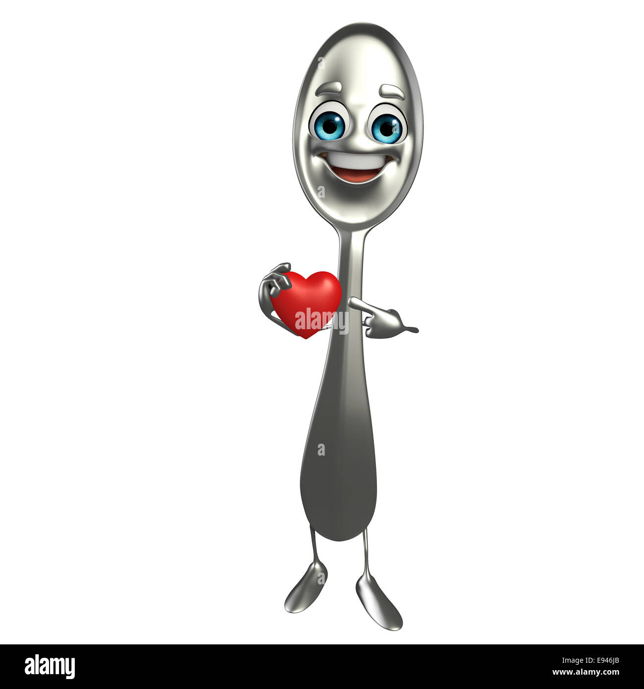 Cartoon character of spoon with red heart Stock Photo - Alamy