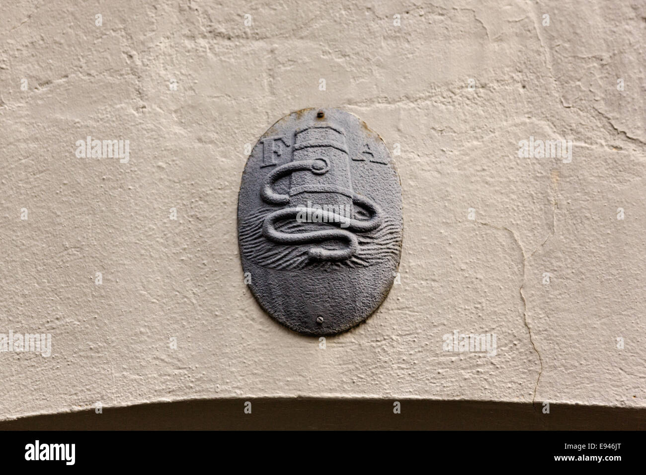 A Fire Insurance mark or plaque on a home in the French Quarter along ...