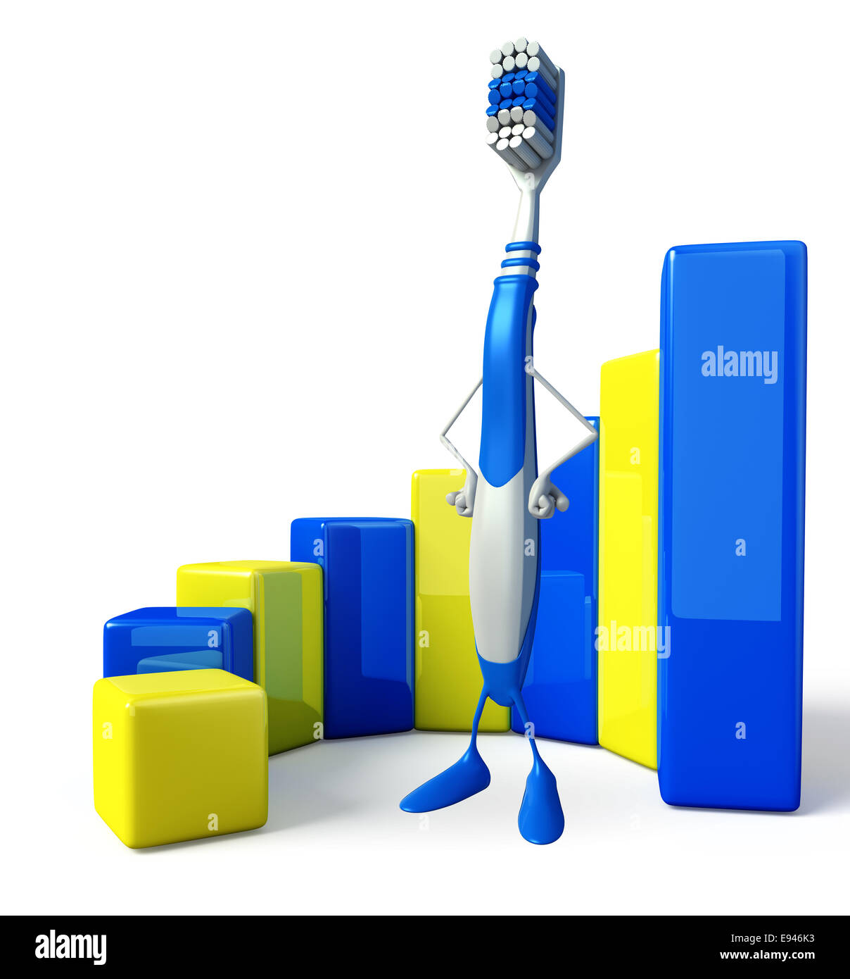 Cartoon Character of toothbrush with Business graph Stock Photo - Alamy