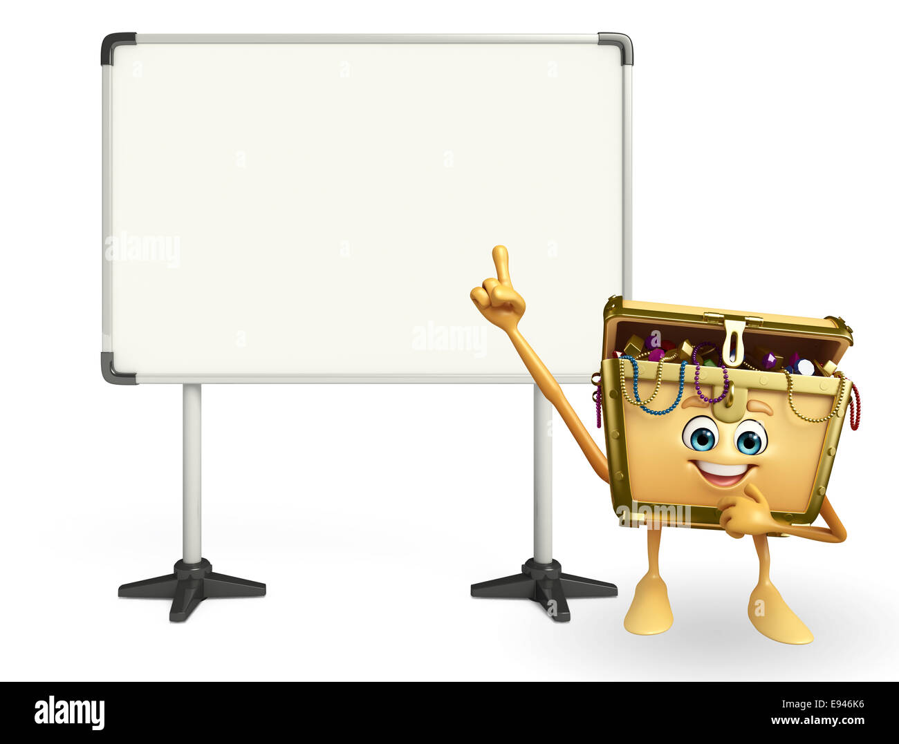 Cartoon Character of Treasure box with display board Stock Photo - Alamy
