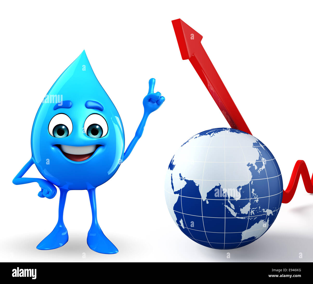 Cartoon Character Of Water Drop with Arrow Stock Photo - Alamy