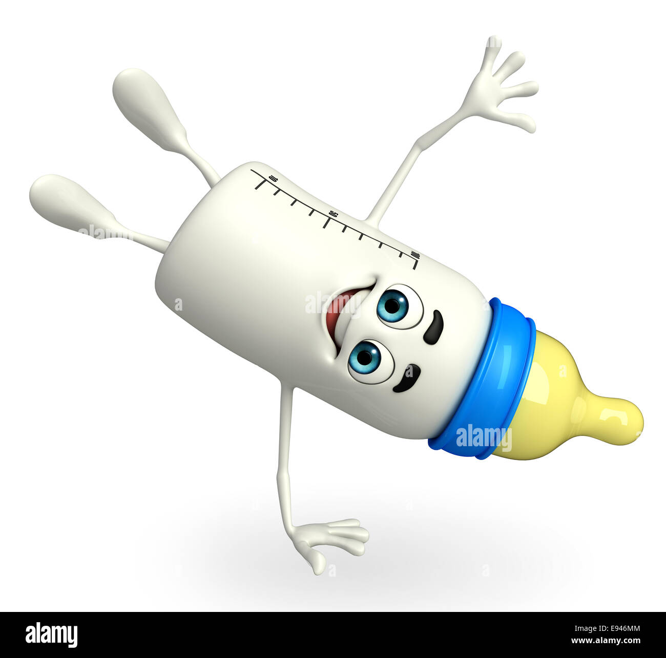 Cartoon Character of baby bottle with hand standing pose Stock Photo ...
