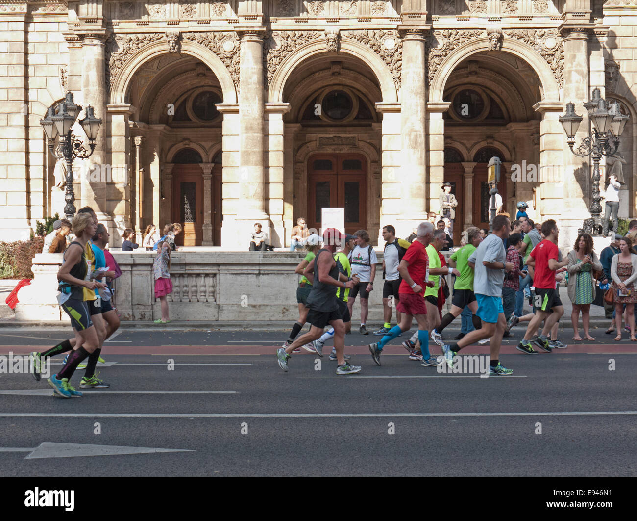 Budapest Spar Marathon runners on Andrássy Avenue, in front of the ...