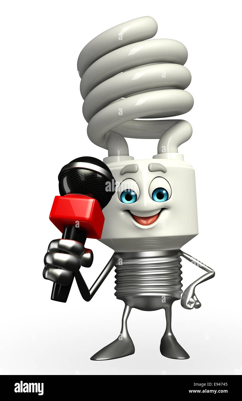 Cartoon Character of CFL with mike Stock Photo - Alamy