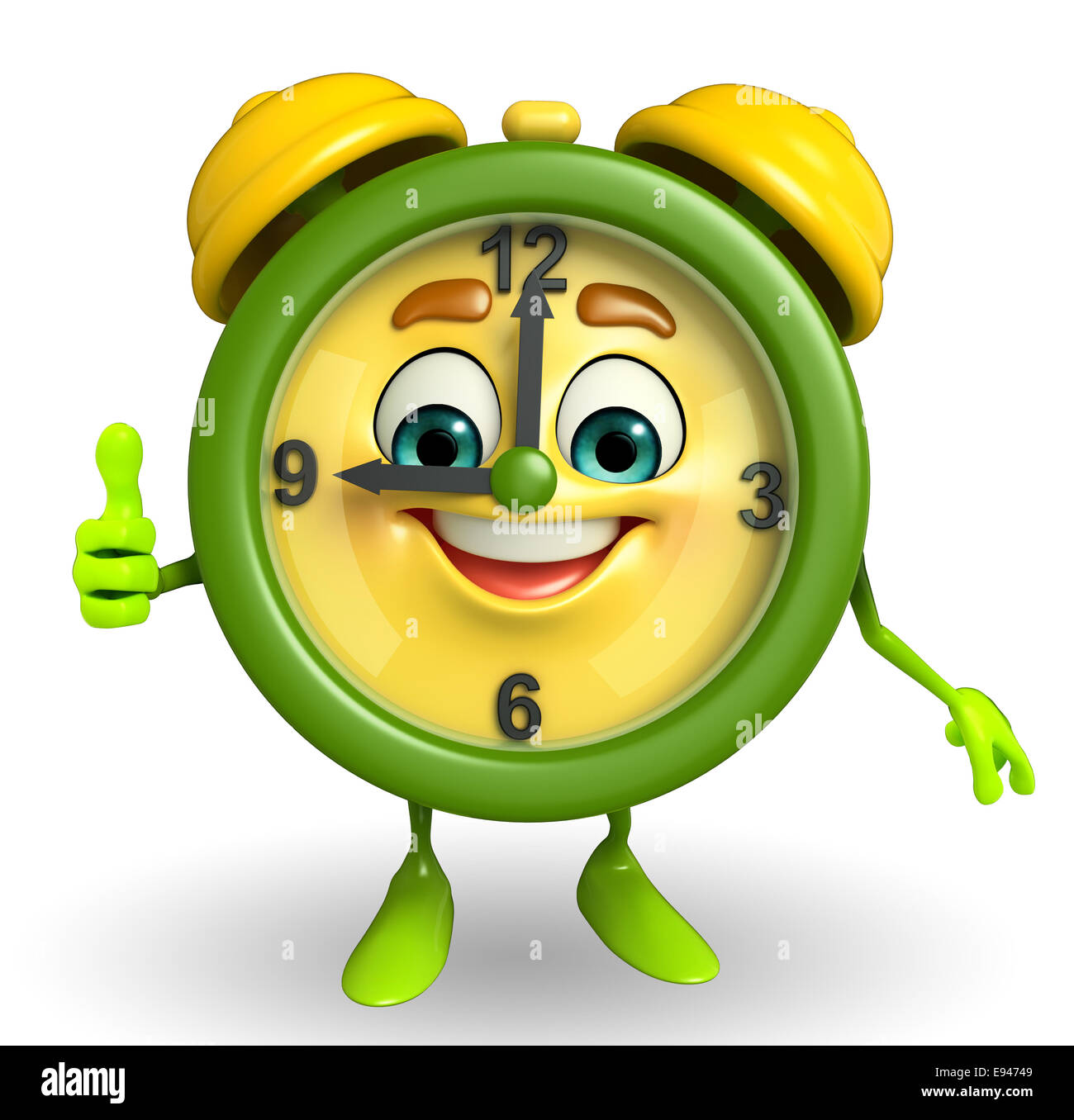 Cartoon Character of table clock with thumbs up Stock Photo - Alamy
