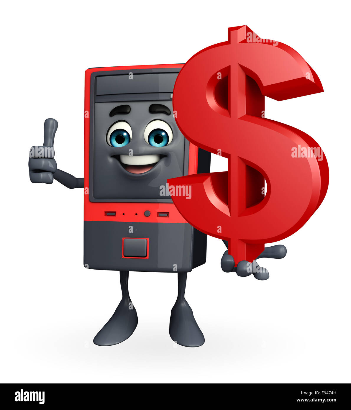 Cartoon Character of Computer Cabinet with dollar sign Stock Photo - Alamy