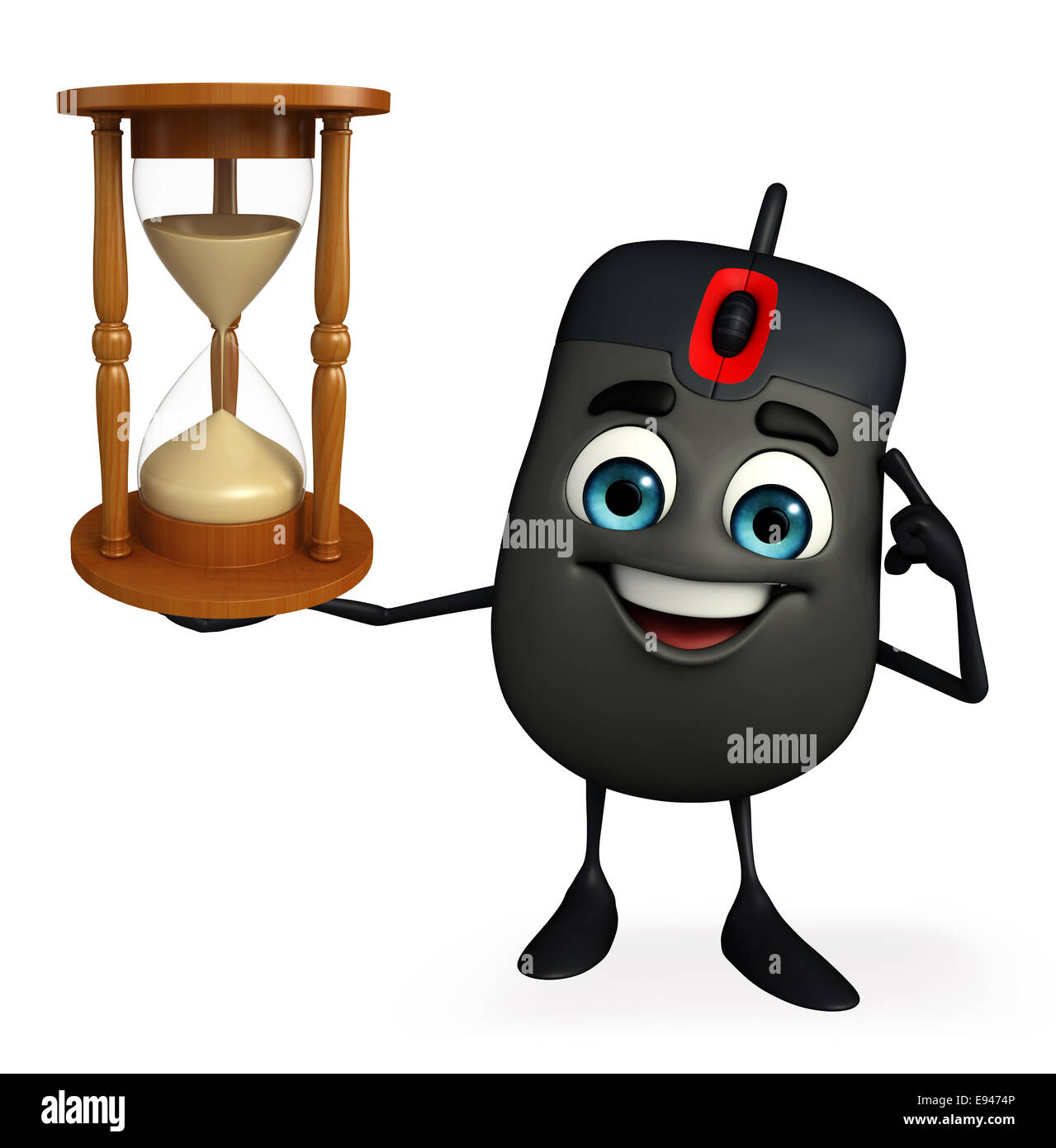 Cartoon Character of Computer Mouse with sand clock Stock Photo - Alamy