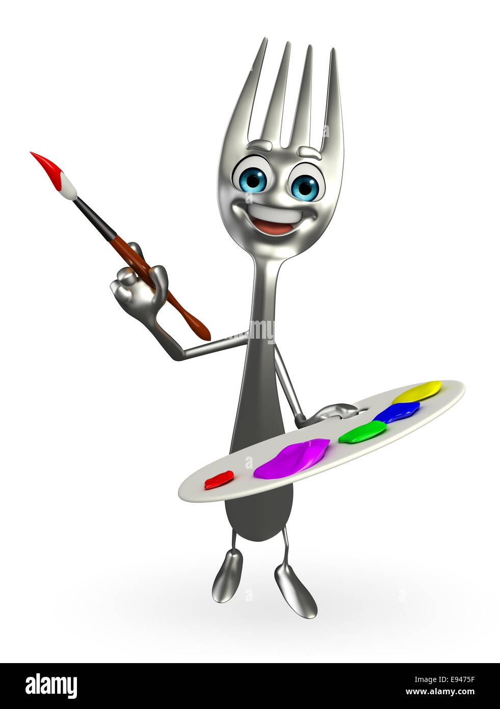 Cartoon character of fork with Color plate Stock Photo - Alamy