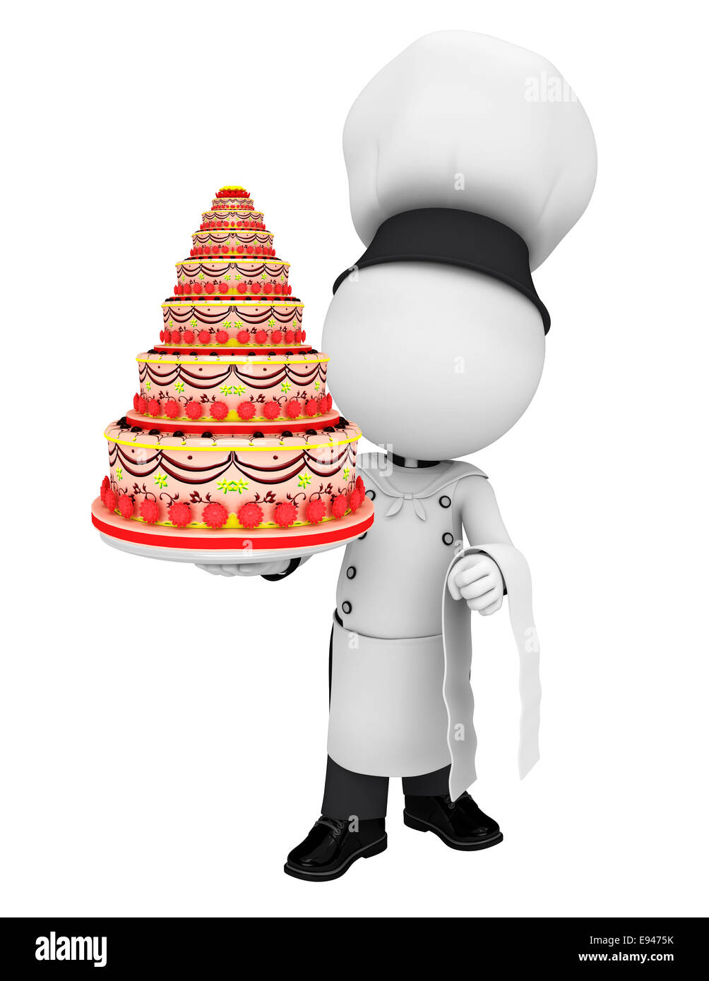 Illustration of white character as a chef with cake Stock Photo - Alamy