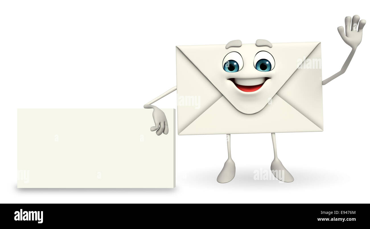 Cartoon Character of mail with sign Stock Photo - Alamy