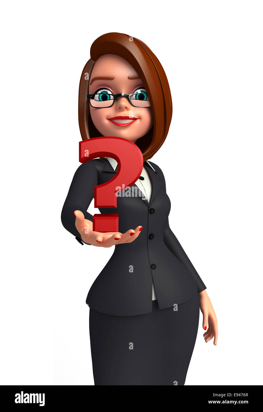 Illustration of Young Business Woman with question mark sign Stock ...