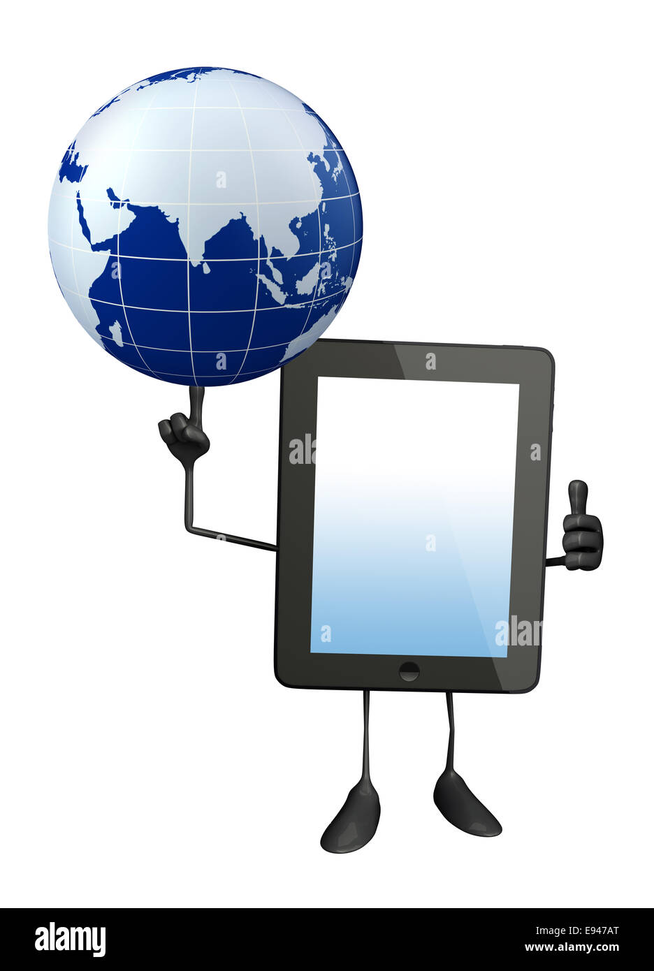 Cartoon character of tab with globe Stock Photo - Alamy