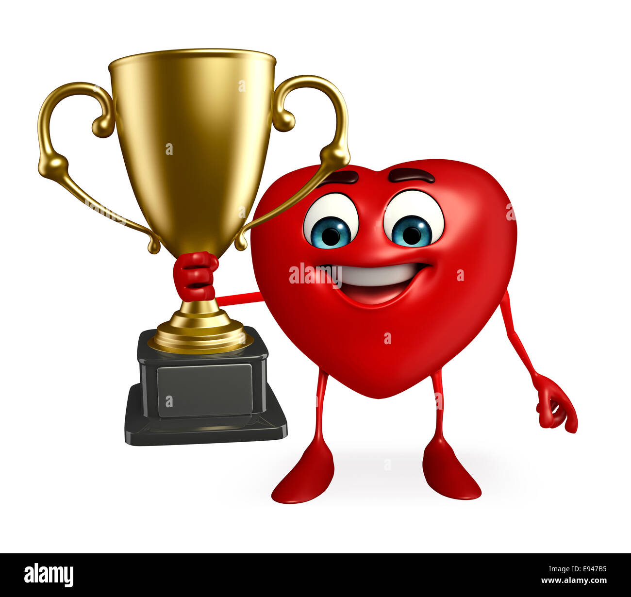 Cartoon Character of heart shape with trophy Stock Photo - Alamy