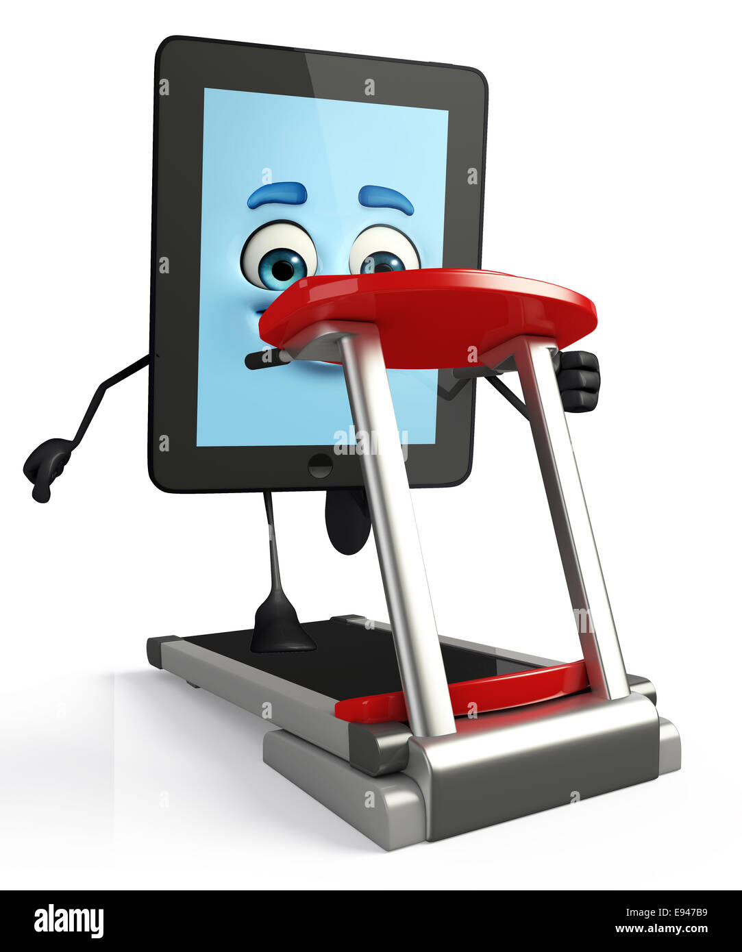 Cartoon character of tab with walking machine Stock Photo - Alamy