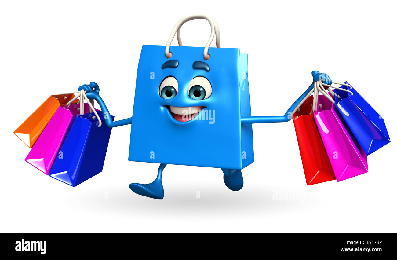 Cartoon Character of shopping bag Stock Photo - Alamy