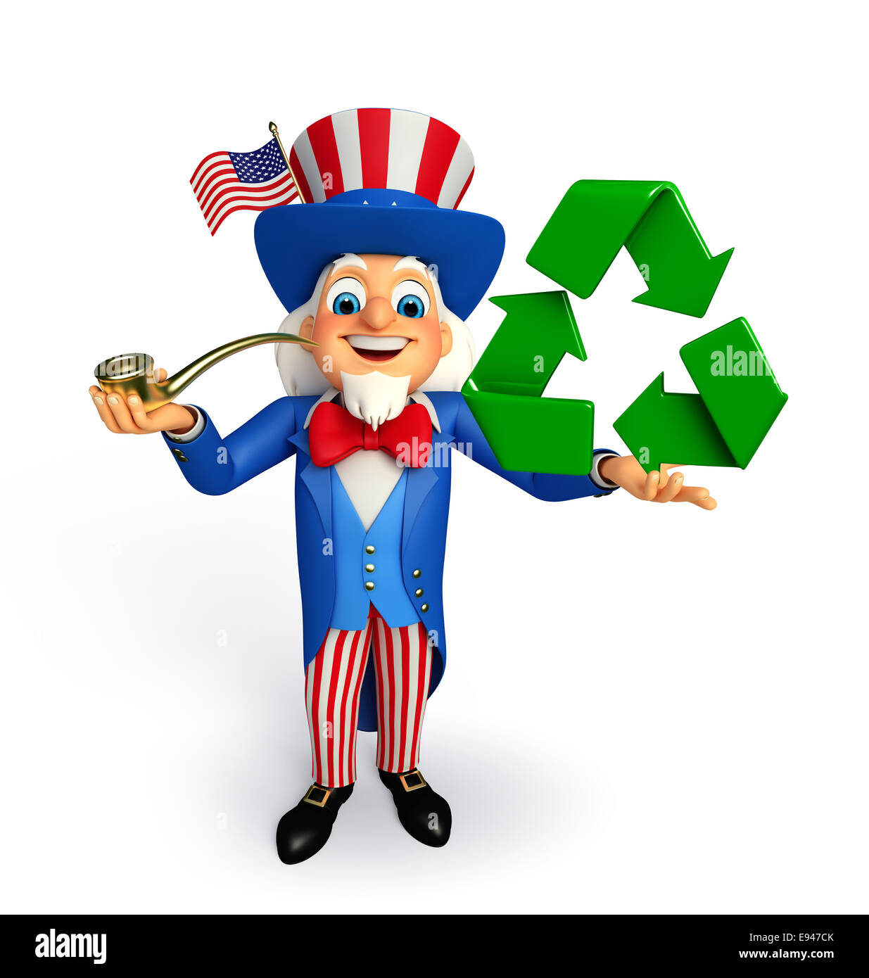 Illustration of uncle sam with recycle icon Stock Photo - Alamy
