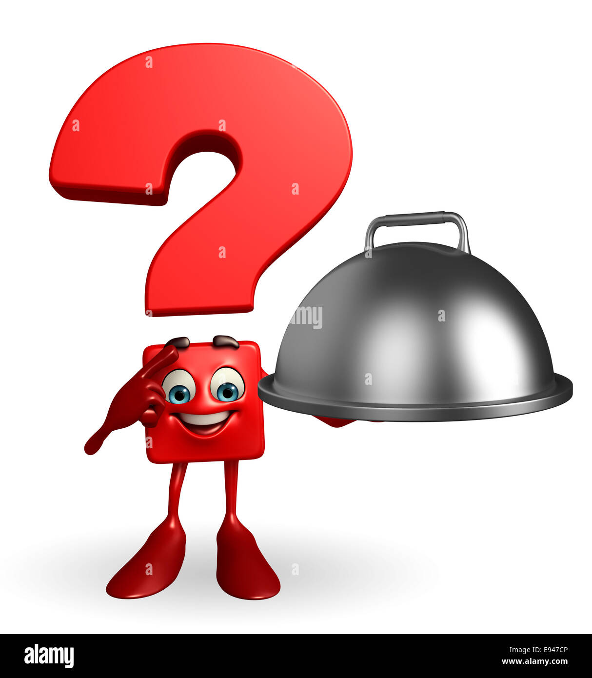 Cartoon Character of Question Mark with dish pan Stock Photo - Alamy