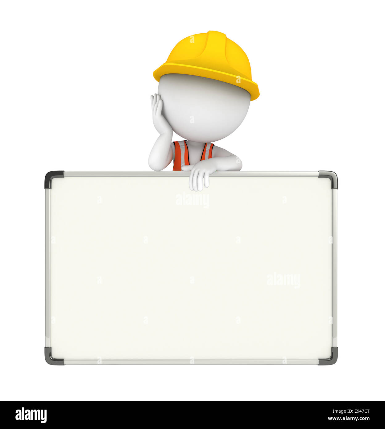Illustration of young worker with display board Stock Photo - Alamy