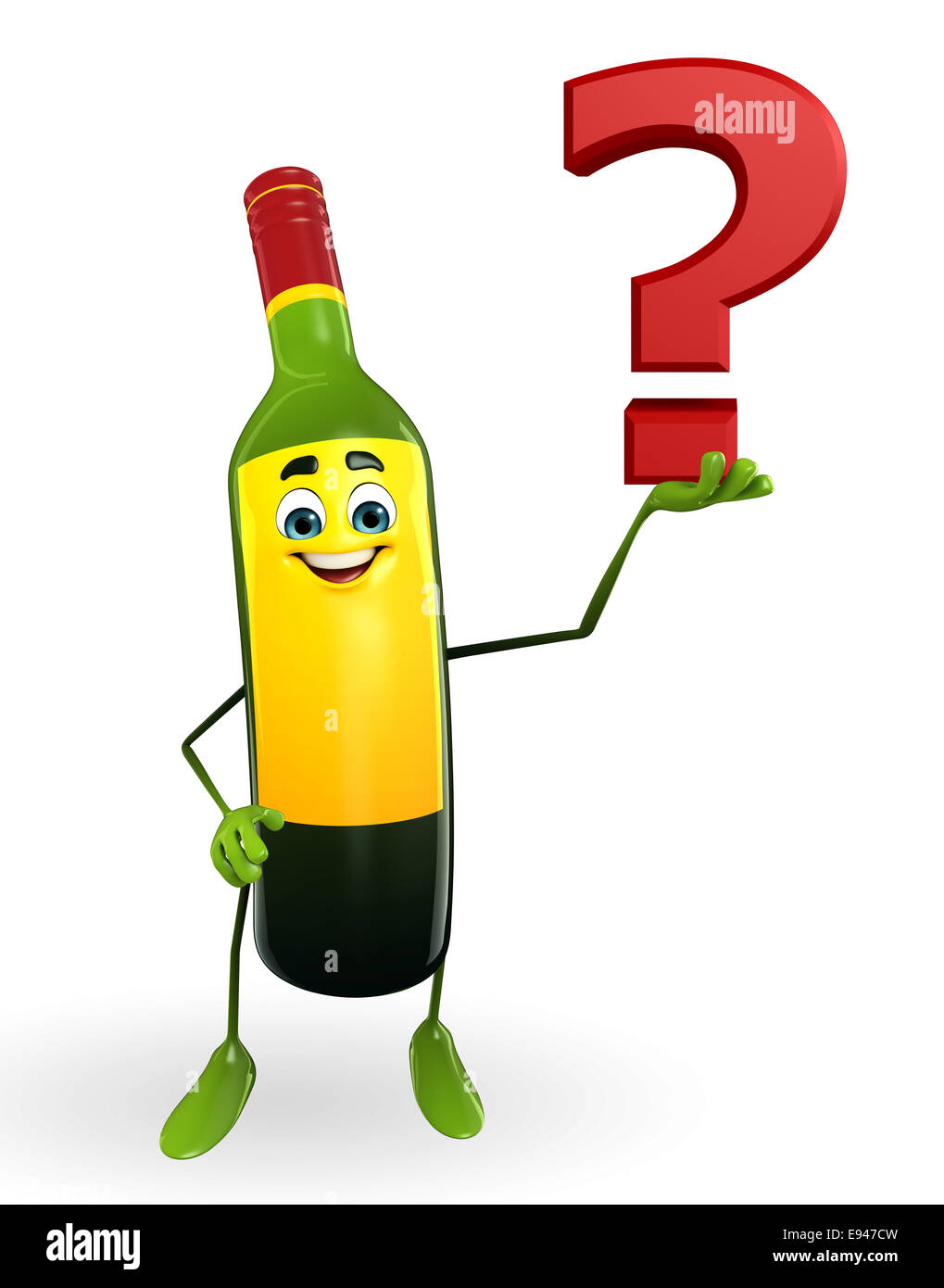 Cartoon Character of Wine Bottle with question mark sign Stock Photo ...