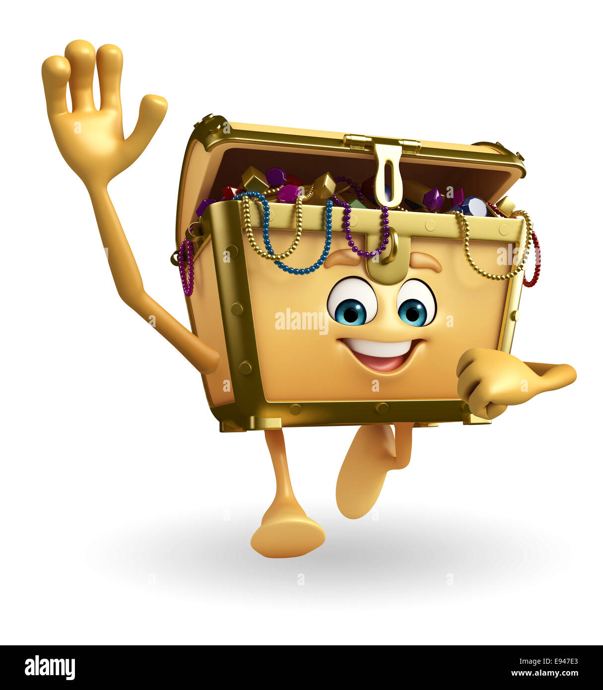 Cartoon Character of Treasure box is running Stock Photo - Alamy