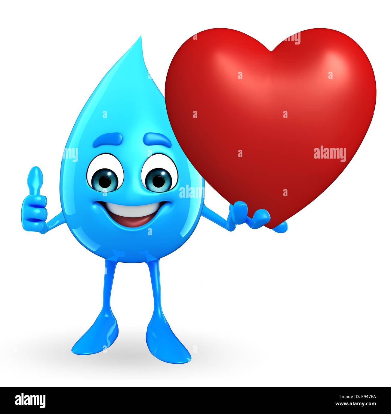 Cartoon Character Of Water Drop with red heart Stock Photo - Alamy