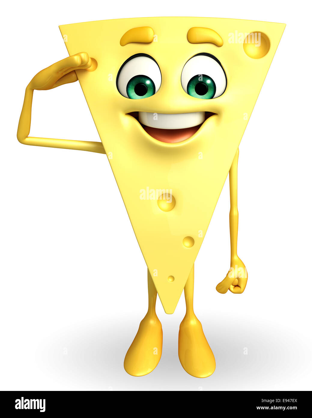 Cartoon Character of Cheese with salute pose Stock Photo - Alamy