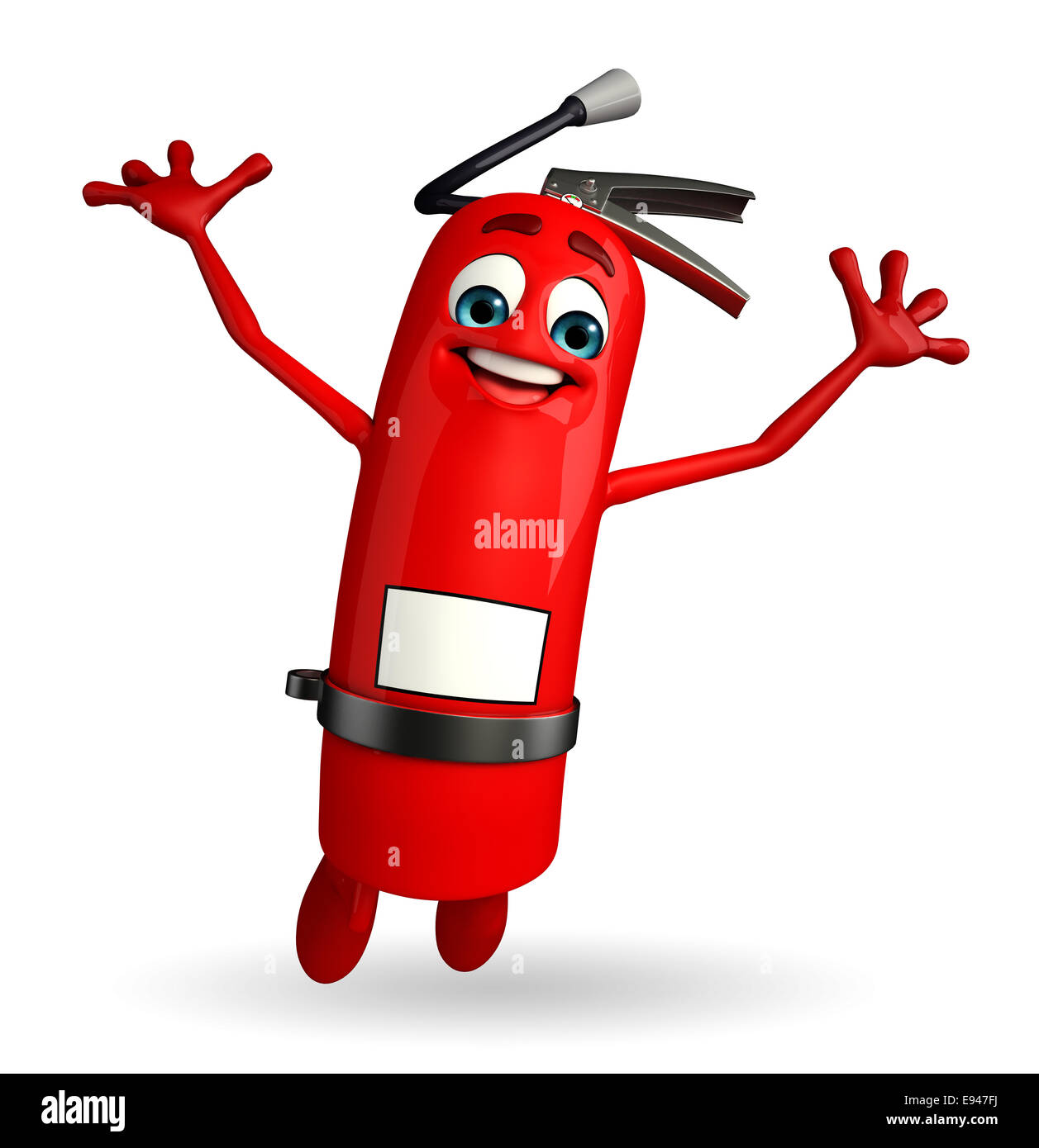 Cartoon Character of fire extinguisher is jumping Stock Photo - Alamy