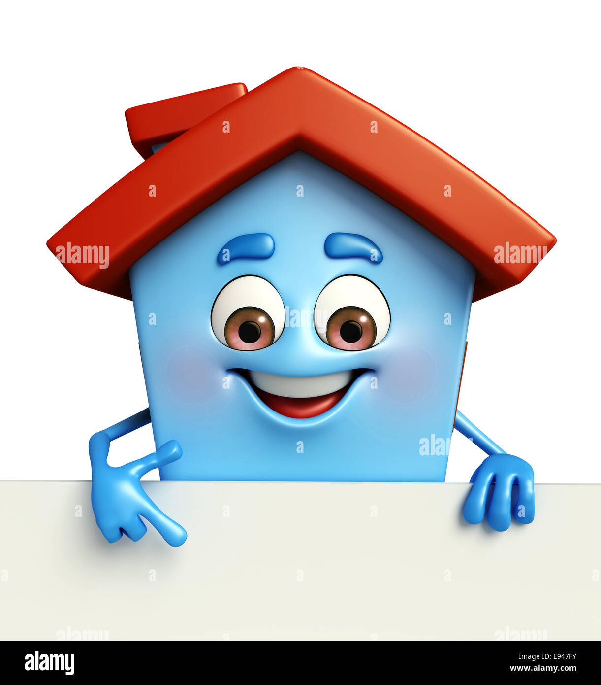 Cartoon Charcter of house with sign Stock Photo - Alamy