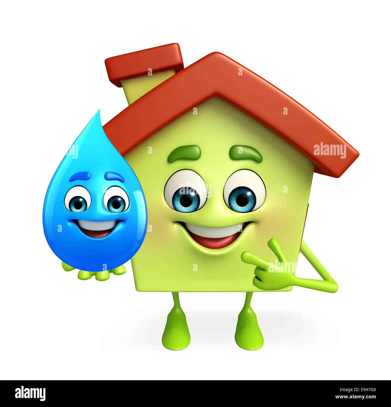 Cartoon Charcter of house with water drop Stock Photo - Alamy