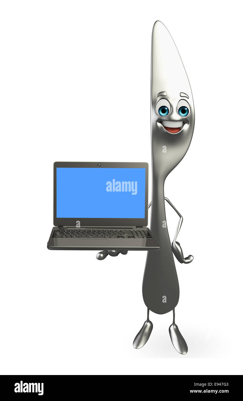Cartoon character of knife with Laptop Stock Photo - Alamy