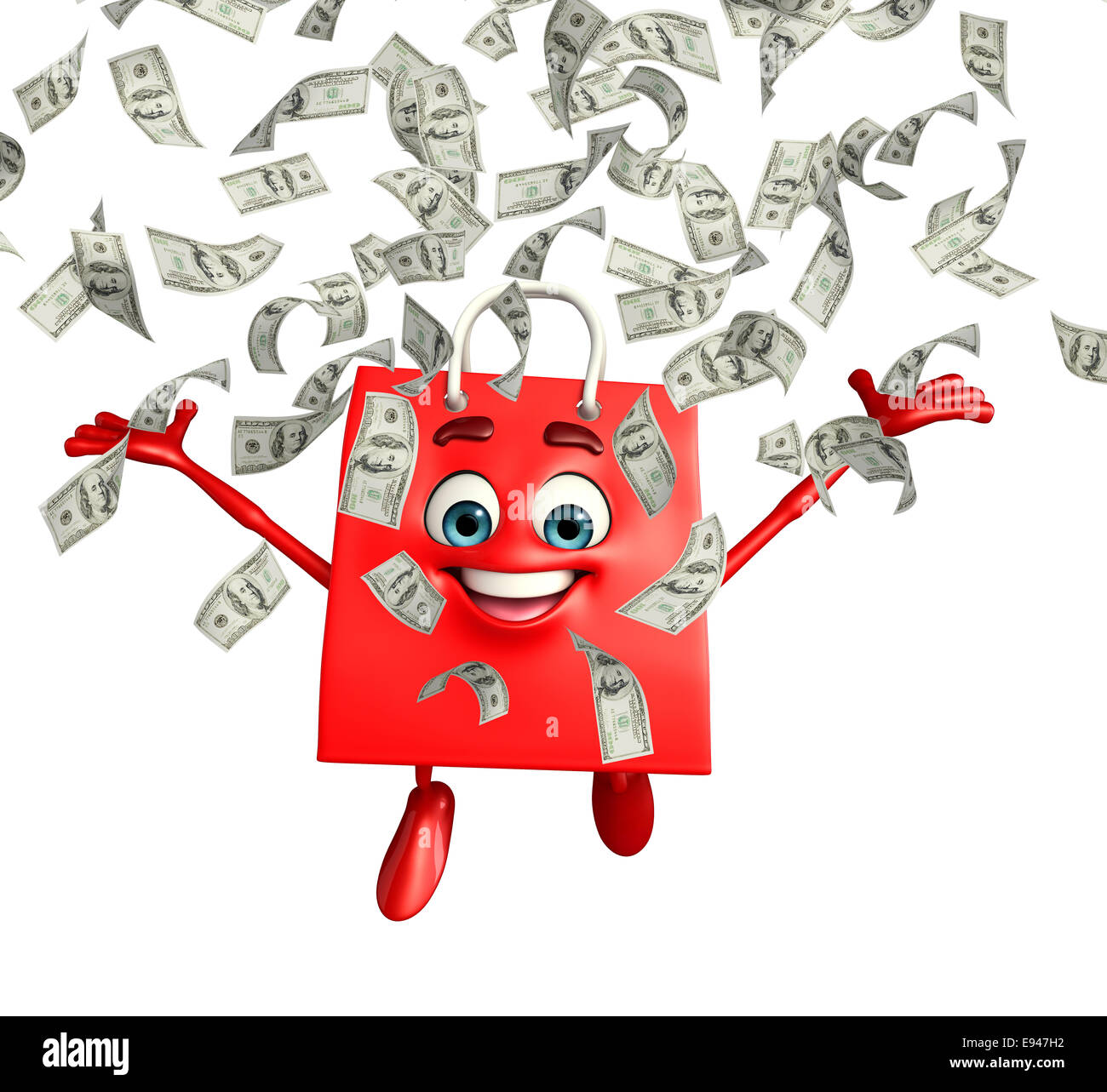 Cartoon Character of shopping bag with dollar Stock Photo - Alamy