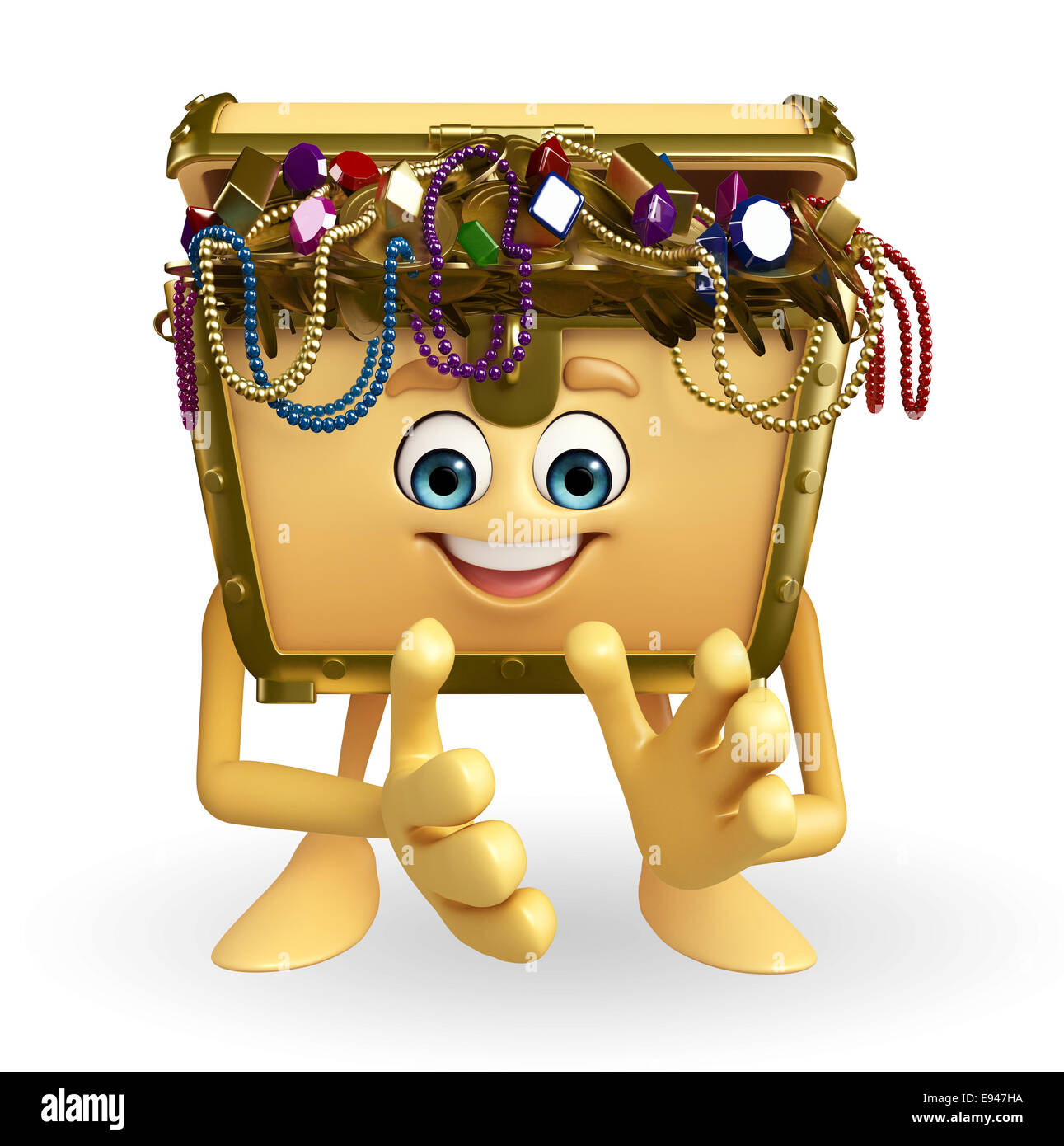 Cartoon Character of Treasure box is clapping Stock Photo - Alamy