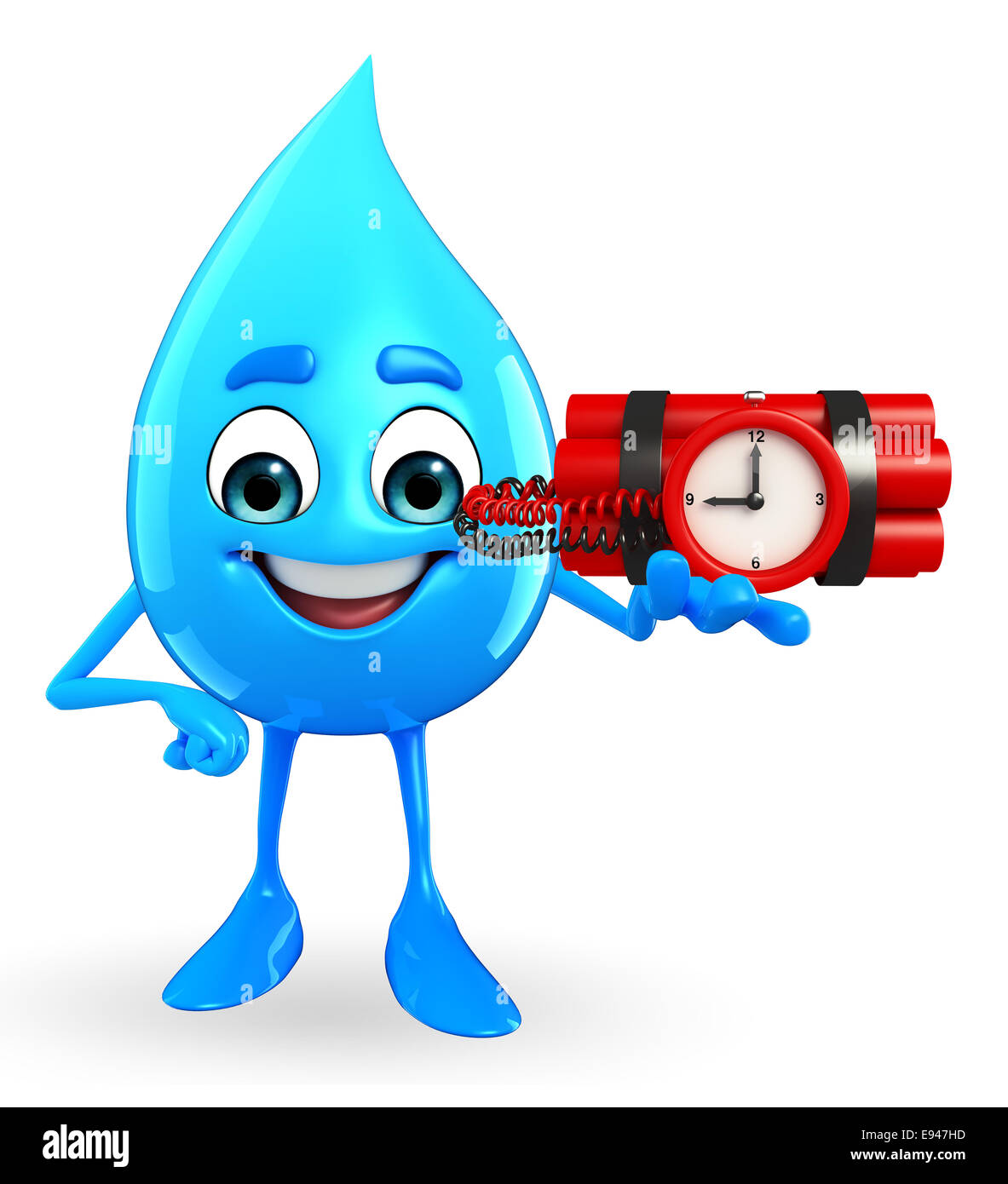Cartoon Character Of Water Drop with Bomb Stock Photo - Alamy