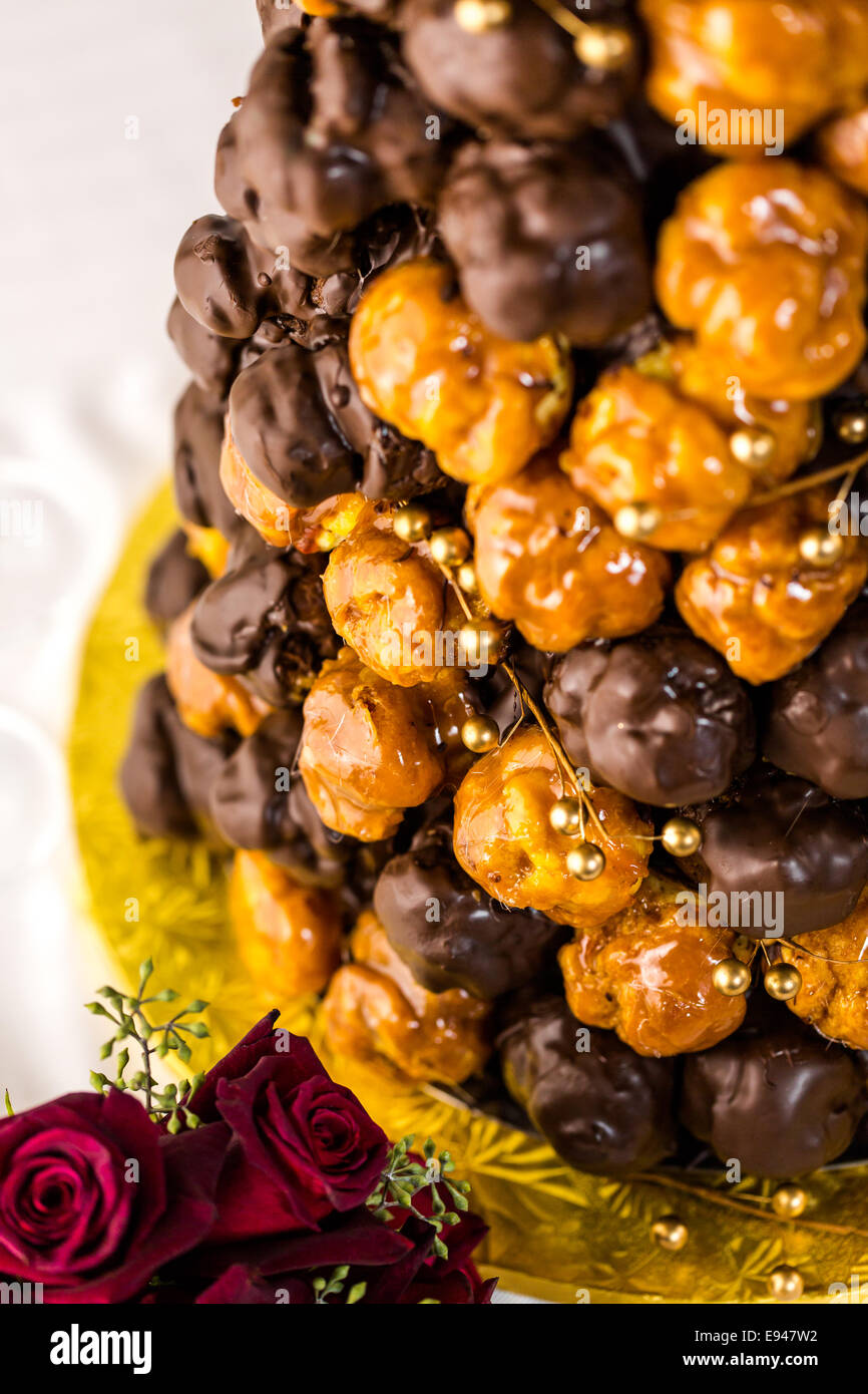 Gourmet cone wedding cake as centerpiece at the wedding reception Stock ...