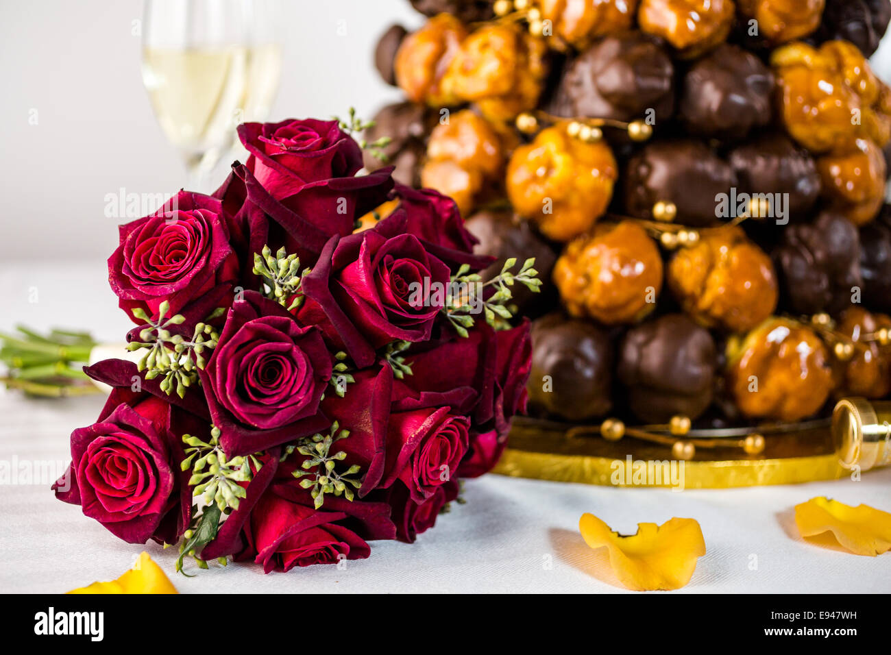 Gourmet cone wedding cake as centerpiece at the wedding reception Stock ...