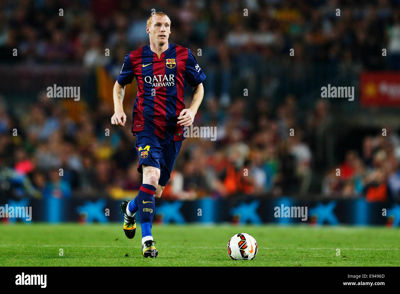Barcelona, Spain. 18th Oct, 2014. Jeremy Mathieu (Barcelona) Football ...