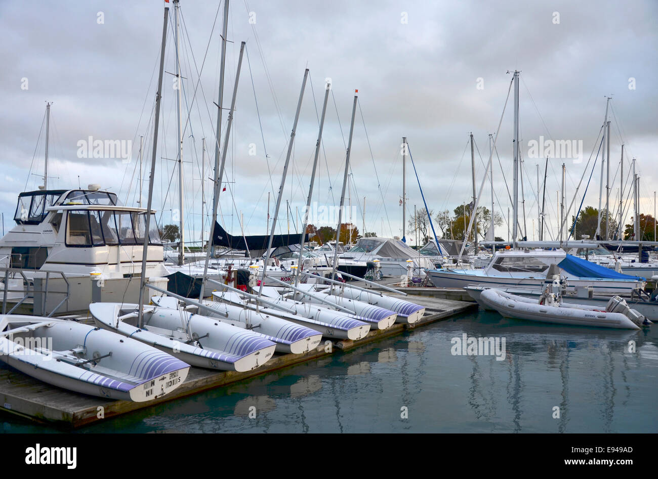 Boats on Lake Michigan Stock Photo - Alamy