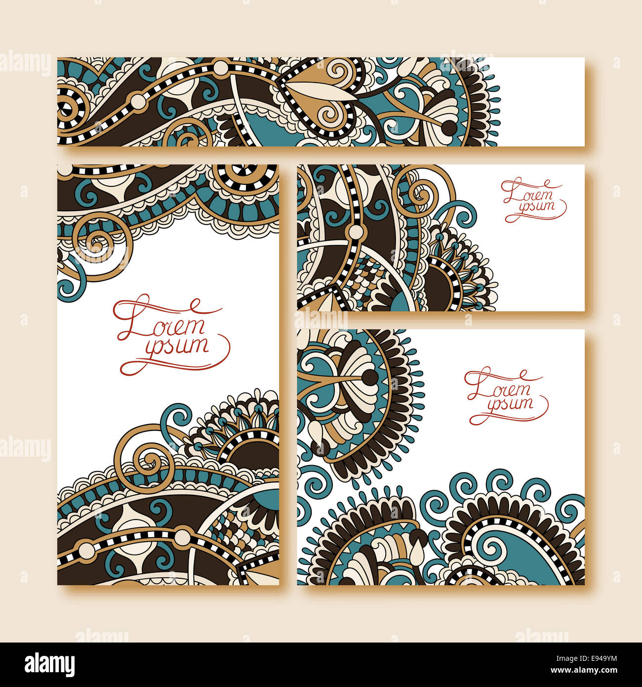 collection of decorative floral greeting cards in vintage style Stock ...