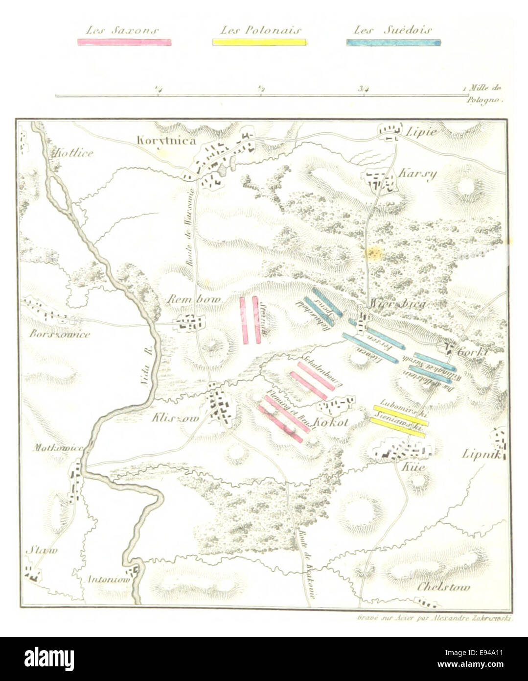 An 1839 illustration by Chodzko depicting the Battle of Kliszow, fought ...